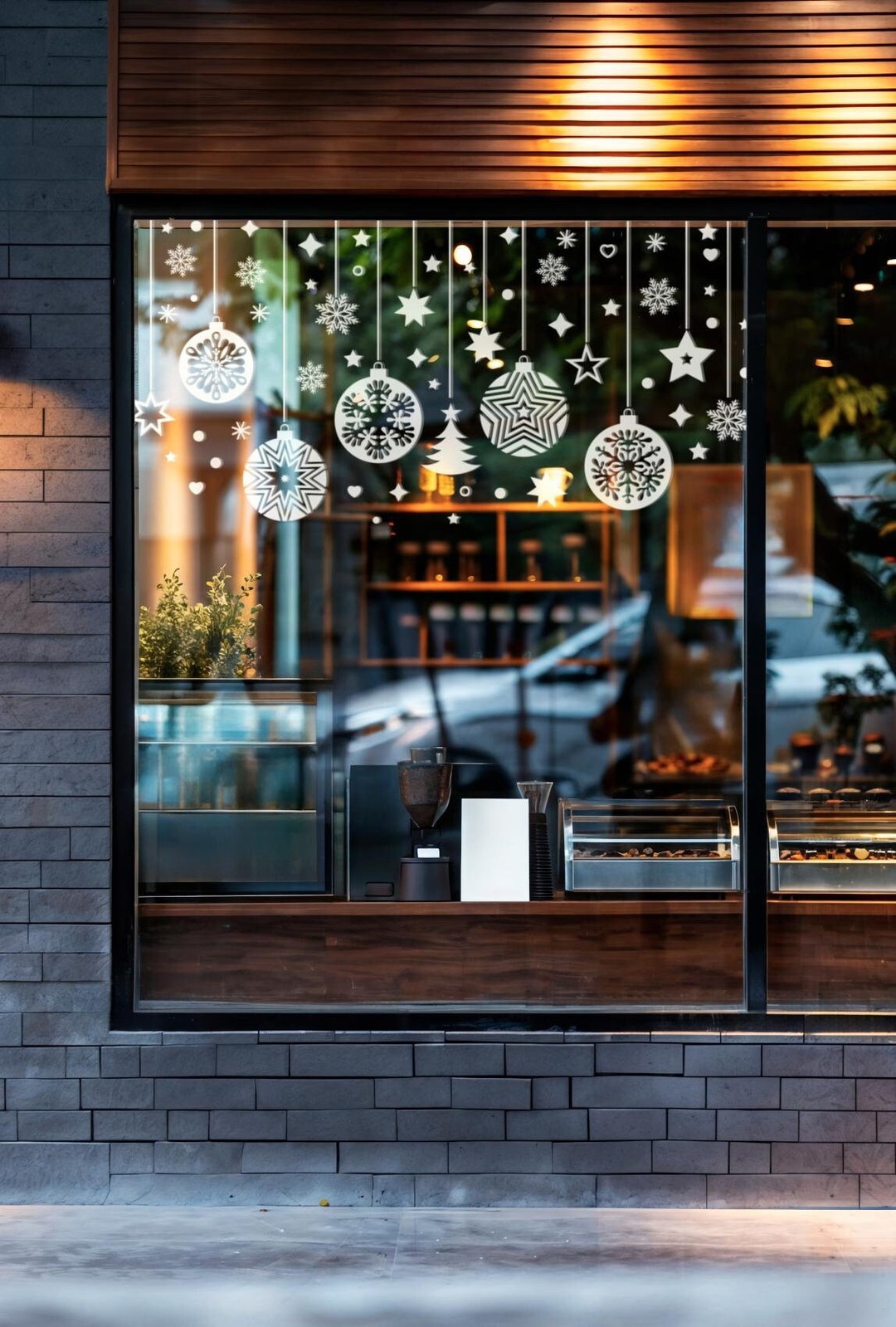 Christmas Window Decals for Retail Store, Winter Decals Commerce Window ...