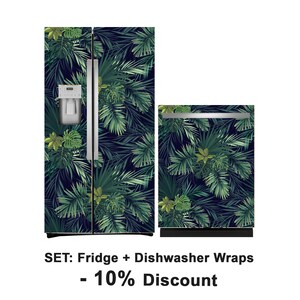 Fridge Wrap Tropical, Refrigerator Wrap Vinyl Side by Side, Fridge ...
