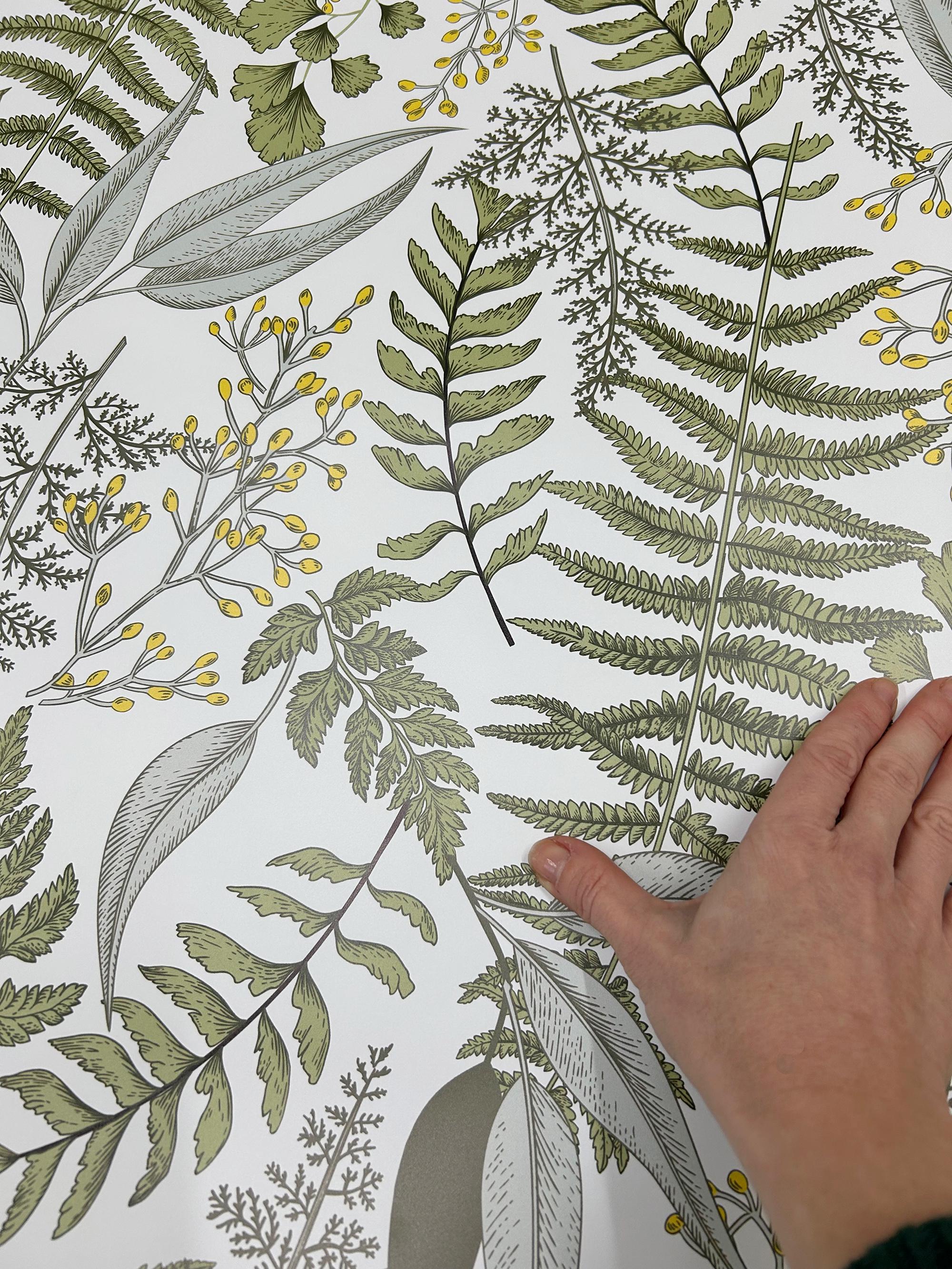 Fridge Wrap Vintage Botanical Fern, Refrigerator Wrap Vinyl Side by ...