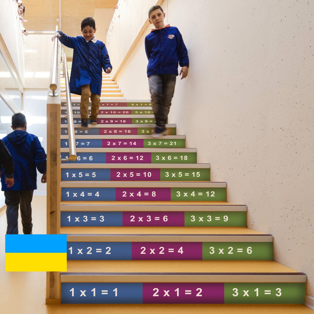 Staircase Decals Math, Stair Riser Decals, Math Facts Multiplication ...