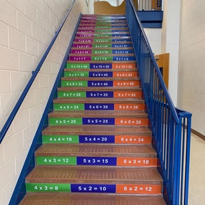 Staircase Decals Math, Stair Riser Decals, Math Facts Multiplication ...