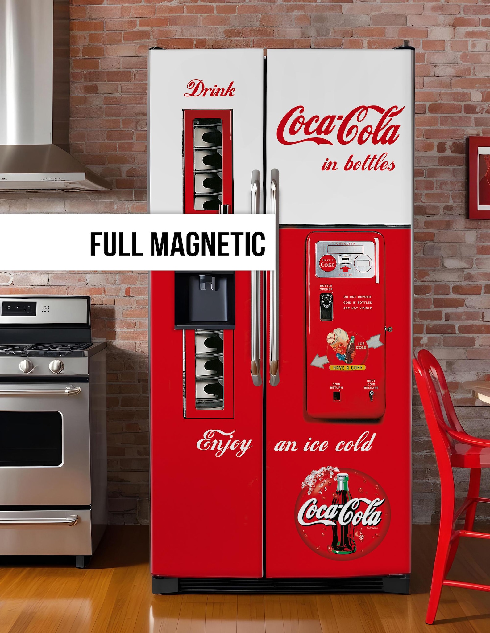 Magnetic Fridge Wrap Custom, Refrigerator Wrap Vinyl Magnets side by ...