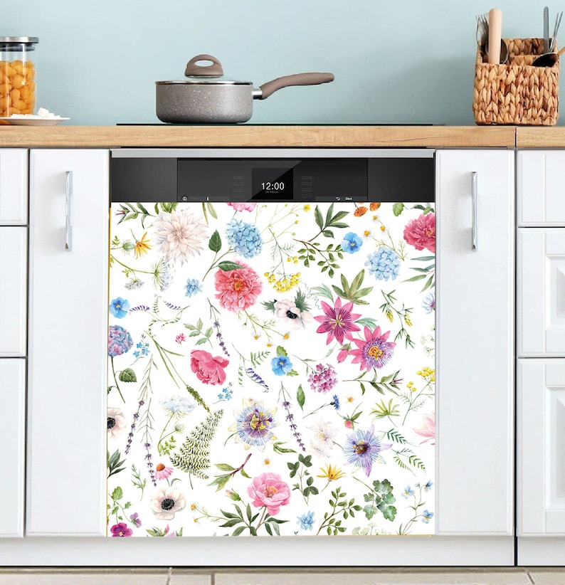 Fridge Wrap Floral Refrigerator Wrap Side by Side White - Etsy