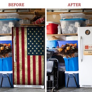 Retro US Flag Fridge Wrap Refrigerator Wrap Side by Side American Flag ...