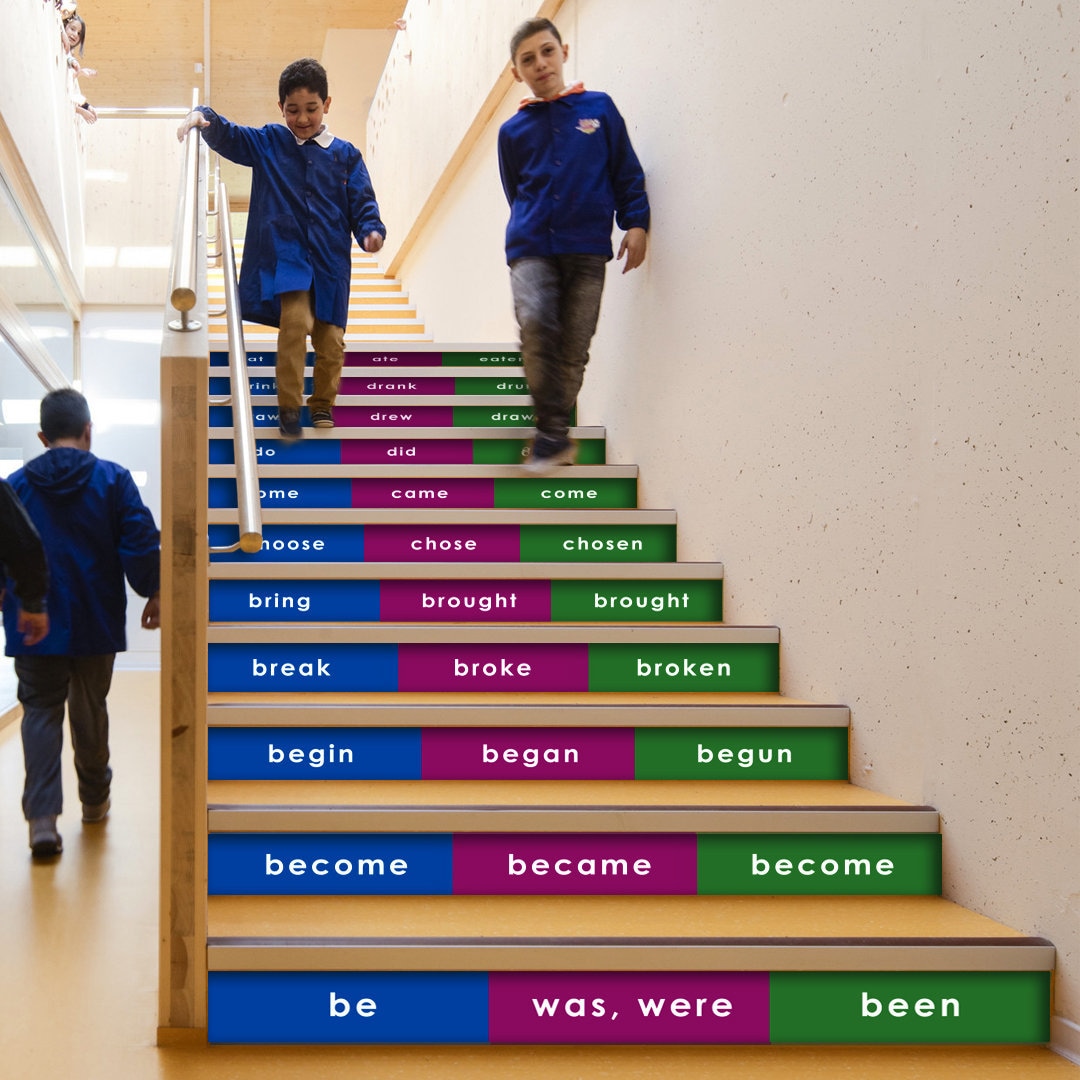 Irregular English Verbs Decal, Grammar Stairs, School Staircase Decor ...