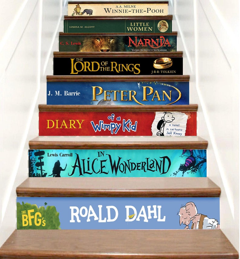 Book Stair Decals Stair Riser Decals Book Spine Stair - Etsy