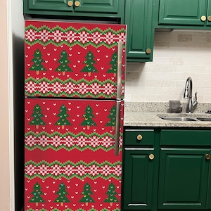 Christmas Tree Fridge Wrap Magnetic, Refrigerator Wrap Vinyl Side by ...