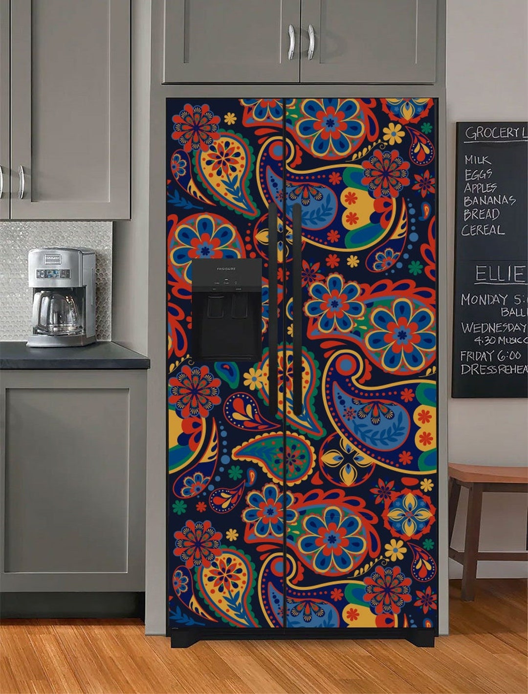 Paisley Fridge Wrap Vinyl Refrigerator Wrap Side by Side - Etsy