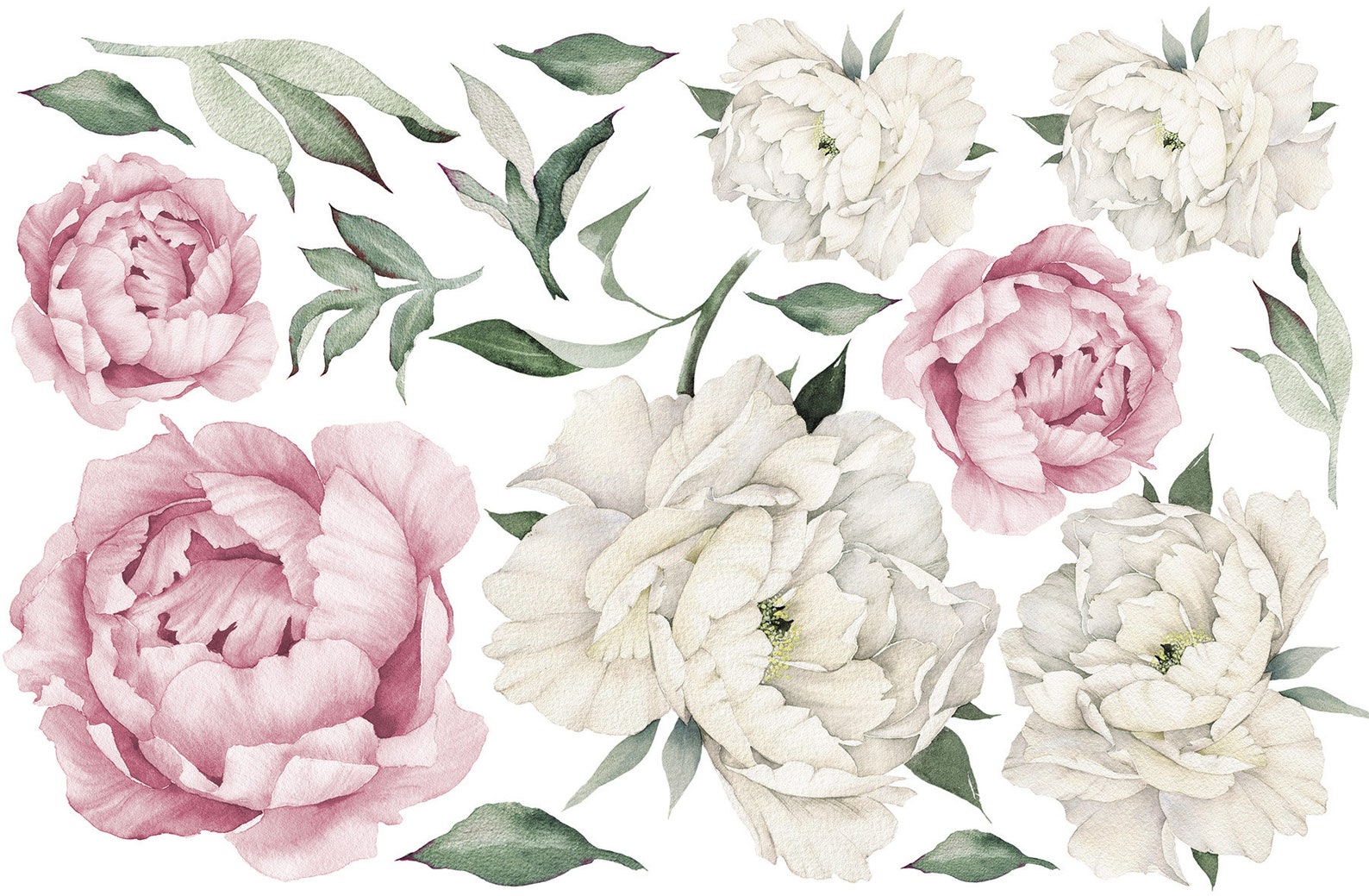 Large Peony Wall Decal, Large Peonies Wall Decals, Peony Flower Wall ...