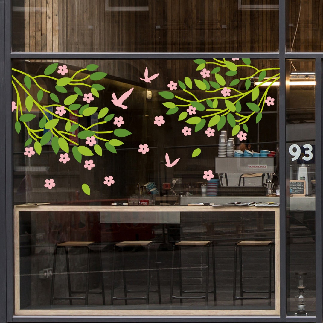 Spring Window Decals, Blossom Tree Branch Flowers Spring Window ...