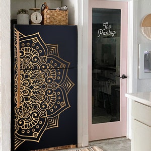 Gold Mandala Door Wrap Vinyl, Black Door Mural Peel & Stick Decals ...