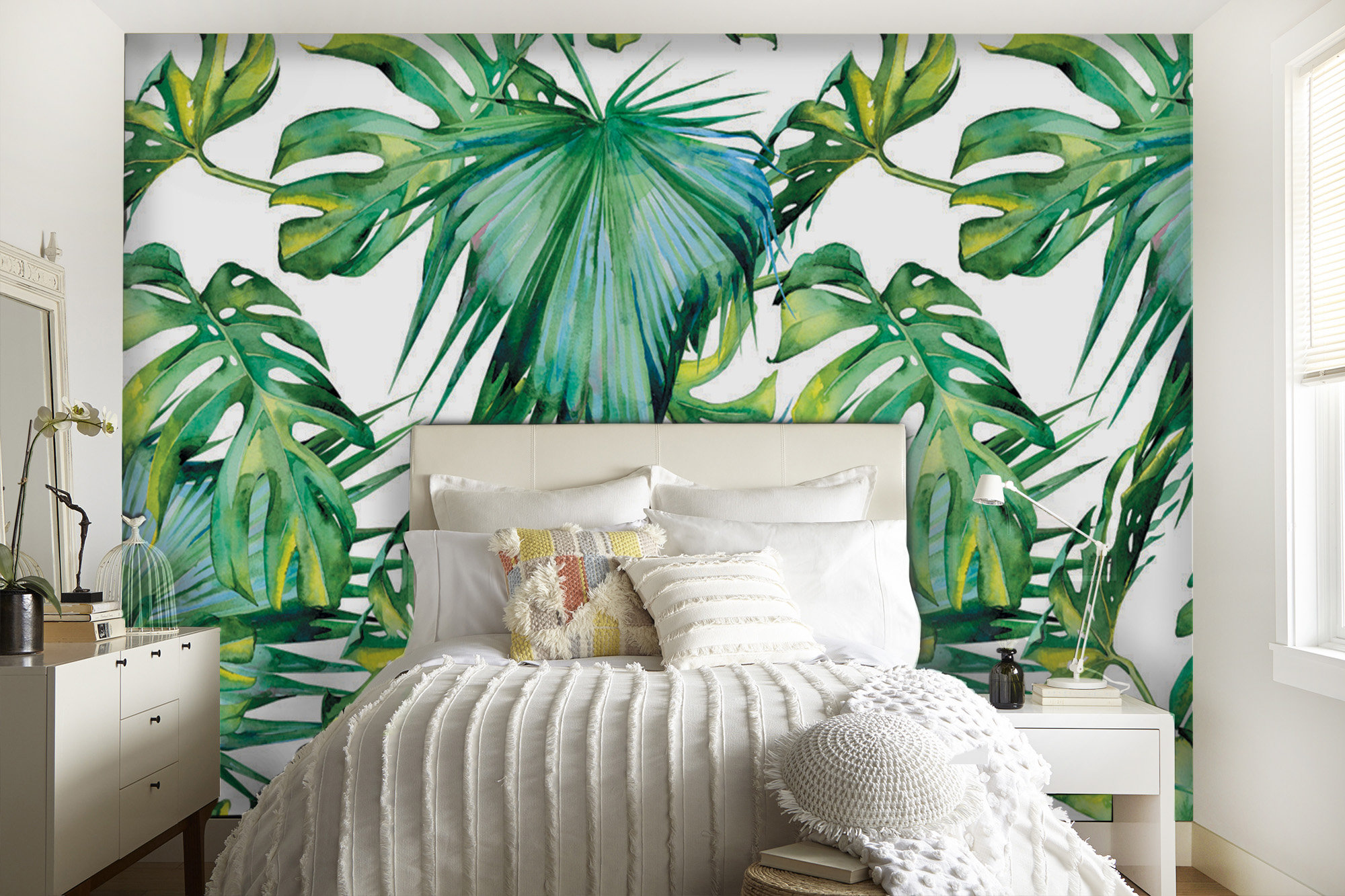 Tropical Wall Mural Palm Leaves Wallpaper Tropical Leaves | Etsy