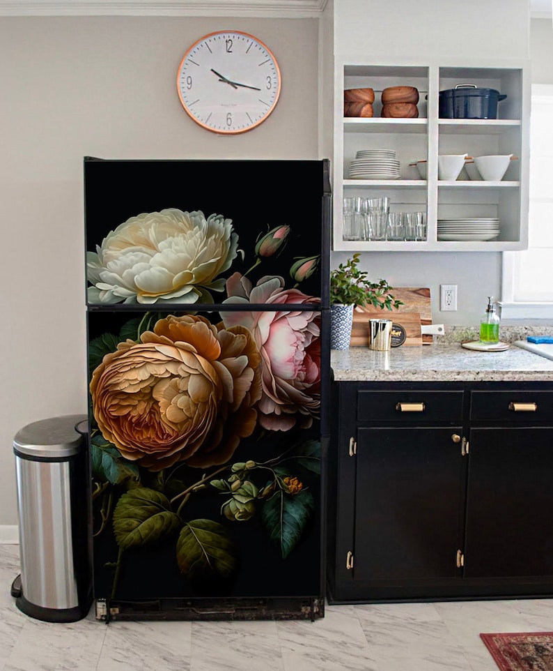 Floral Fridge Wrap Vintage Refrigerator Wrap Vinyl Side by - Etsy Canada