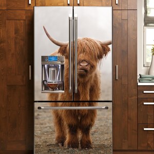 Highland Cow Fridge Wrap, Farmhouse Refrigerator Wrap Vinyl Side by ...