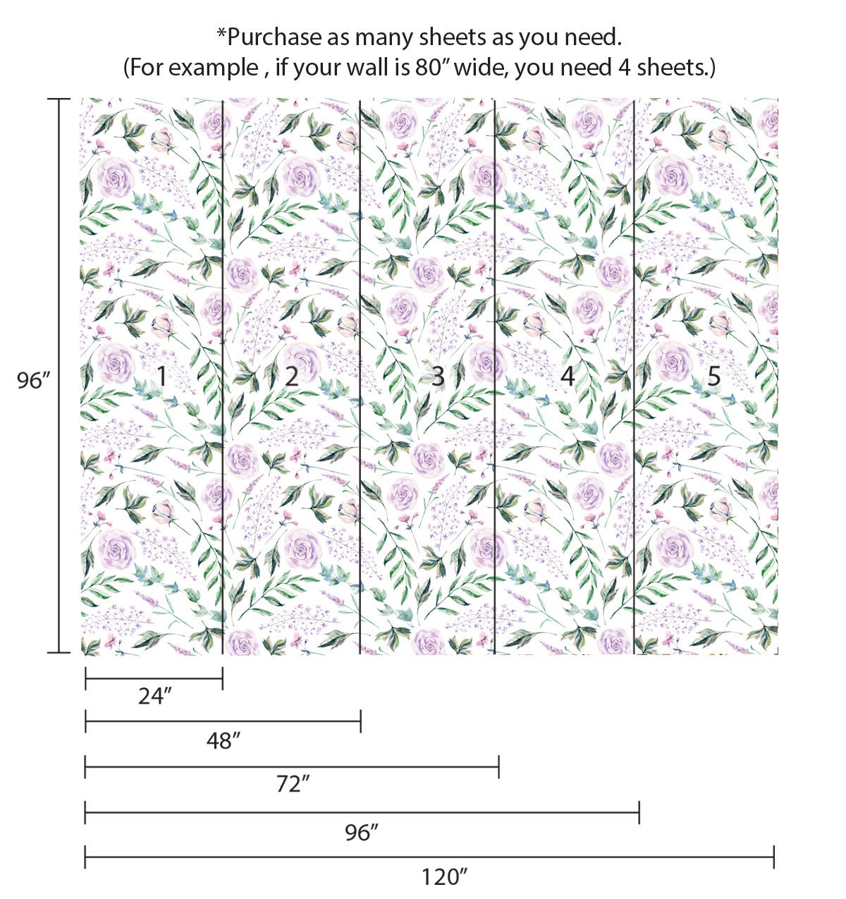 Purple Flower Wallpaper for Girls Room, Floral Nursery Wallpaper Peel ...