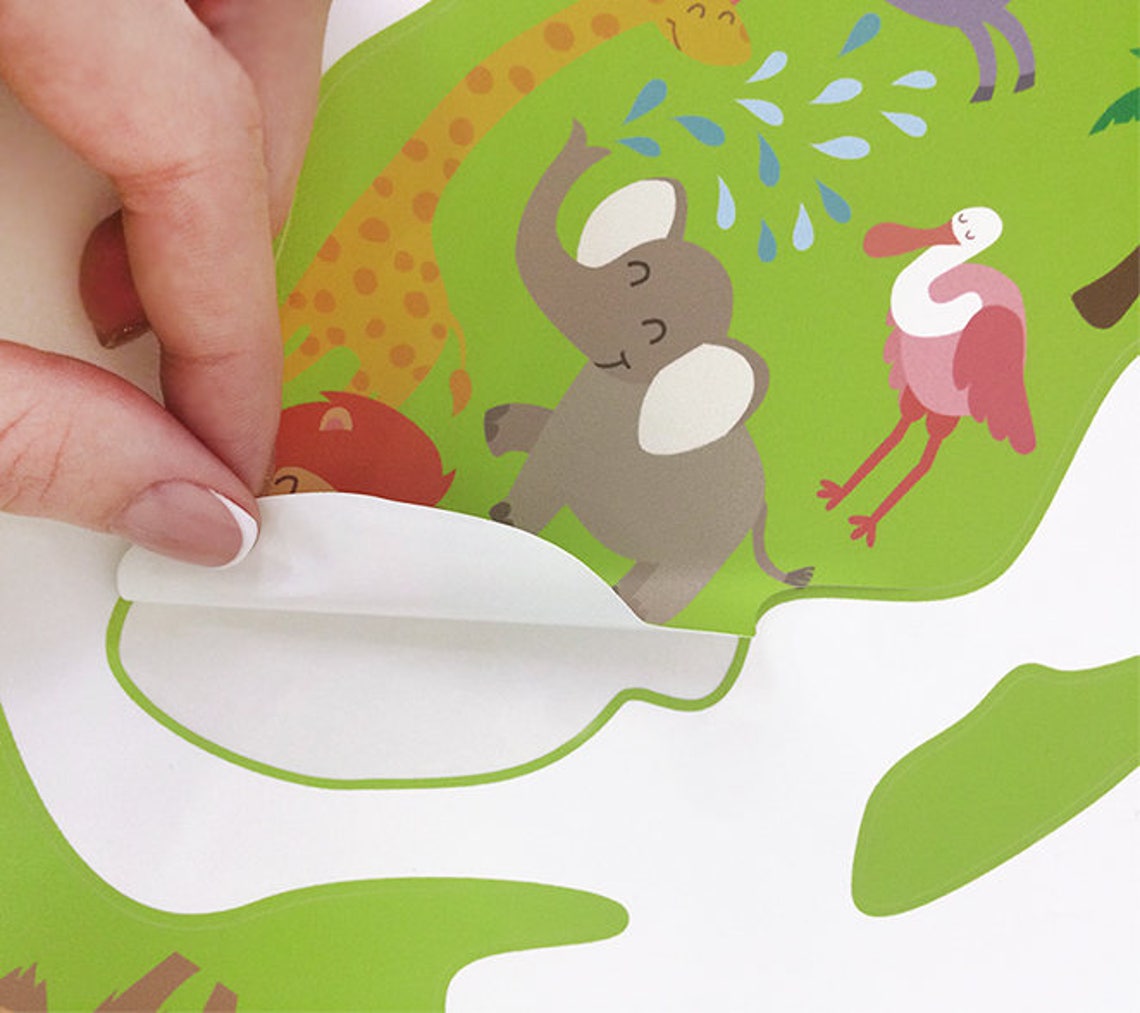 World Map Wall Decal World Map for Kids World Map Sticker - Etsy