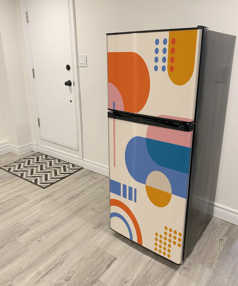 Geometric Fridge Wrap Boho Refrigerator Wrap Vinyl Side by - Etsy