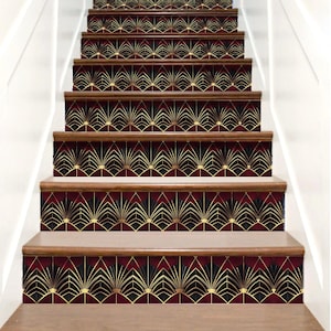 Stair Riser Decals Art Deco, Stair Decals, Staircase Decal Peel & Stick ...