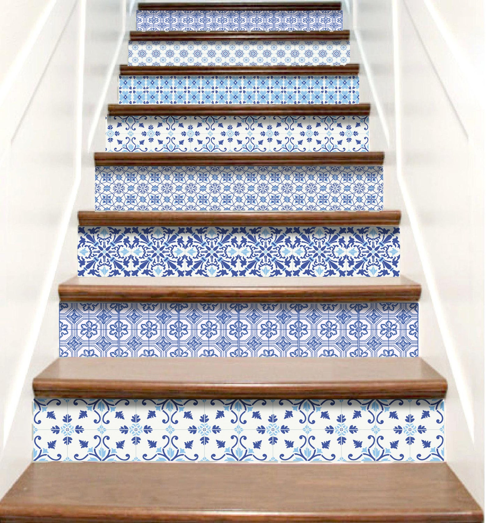Stair Riser Decals Blue, Staircase Decor, Stair Vinyl Decal Spanish ...