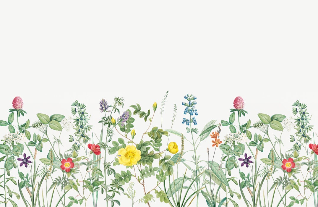 Botanical Wallpaper Peel And Stick Floral Wallpaper Vintage Etsy Uk