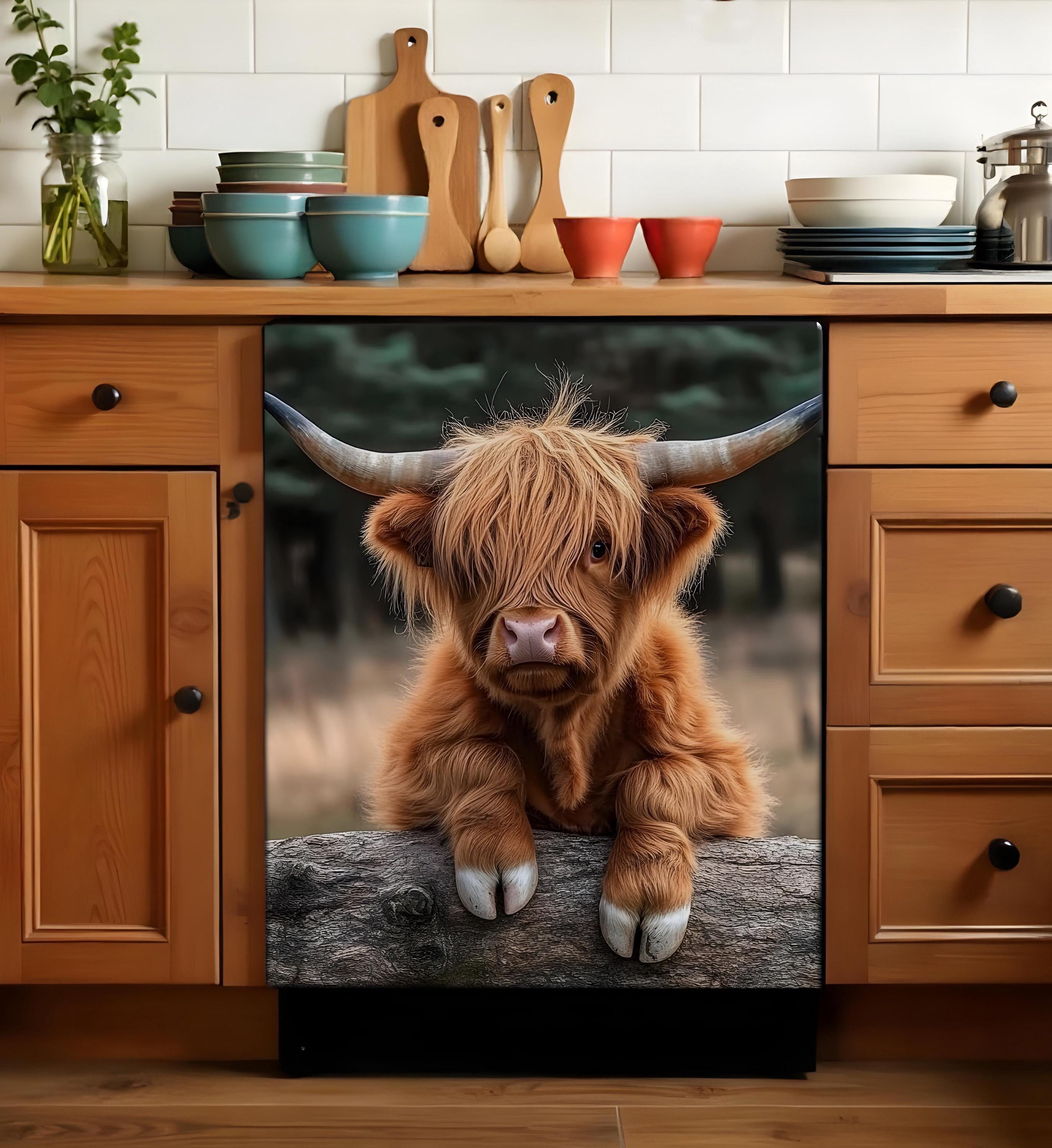Highland Cow Fridge Wrap, Farmhouse Refrigerator Wrap Vinyl Side by ...