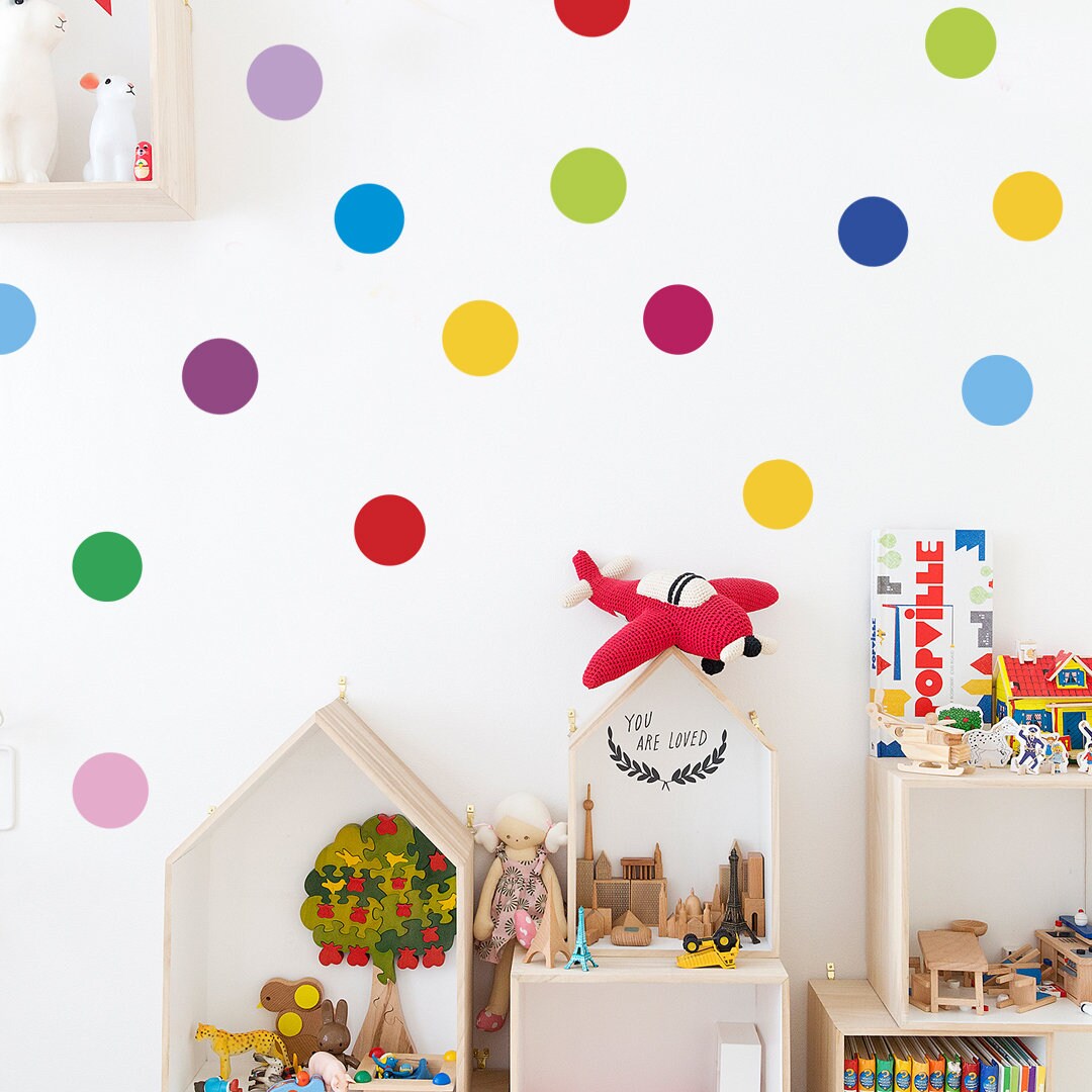 Colorful Polka Dots 60 Pcs Set Polka Dot Wall Decals Polka | Etsy