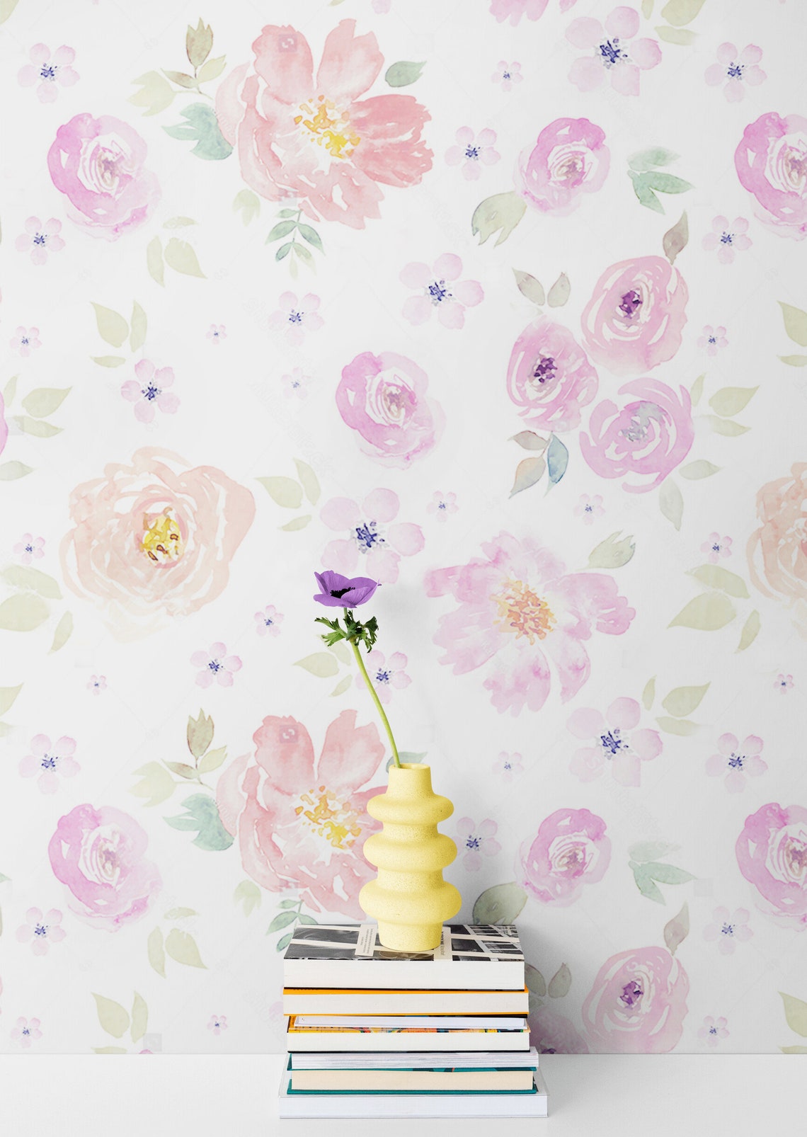 Pink Floral Wallpaper Nursery Flower Wallpaper Peel & Stick - Etsy