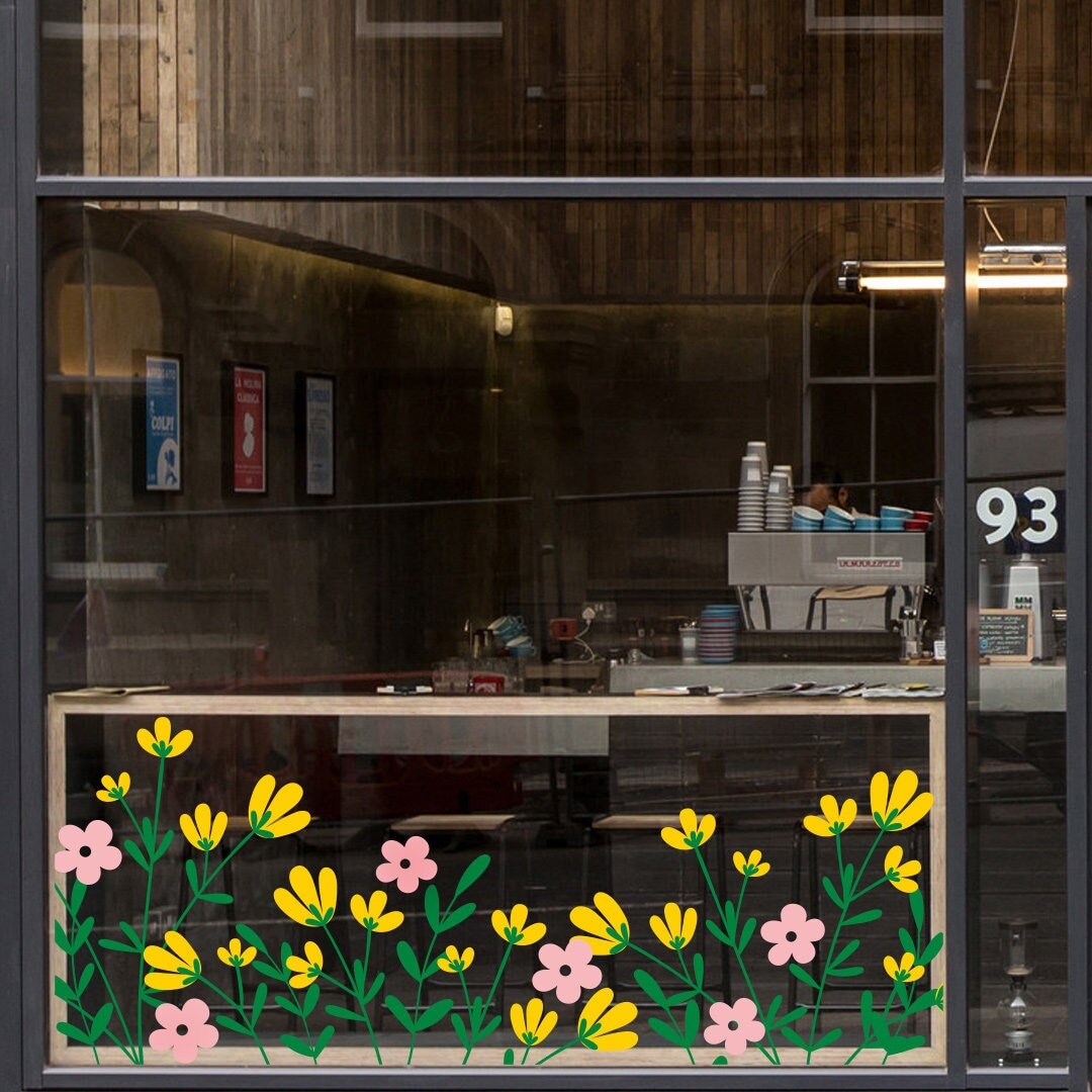 Spring Flower Window Decals, Floral Easter Shop Retail Window Display ...