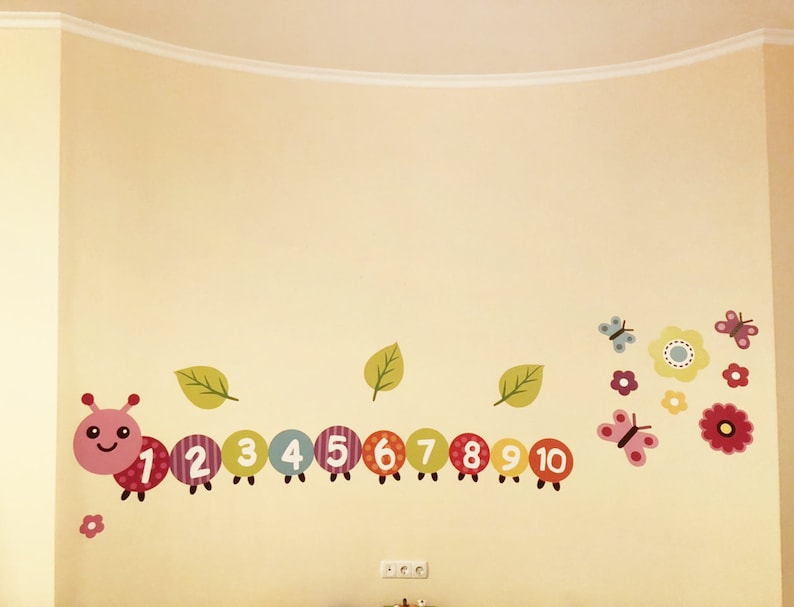 Counting Сaterpillar Wall Decal, Preschool Classroom Vinyl Decor, Kids ...