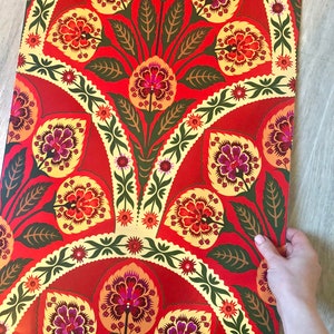 Art Deco Floral Fridge Wrap, Red Refrigerator Wrap Vinyl Side by Side ...