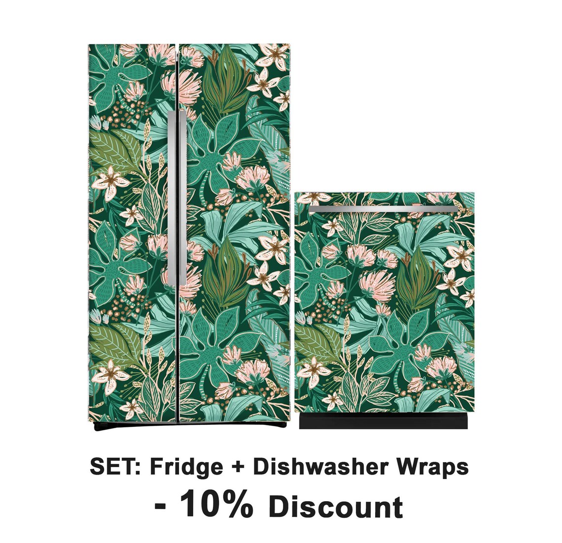 Fridge Wrap Tropical Refrigerator Wrap Vinyl Side by Side Fridge Decal ...