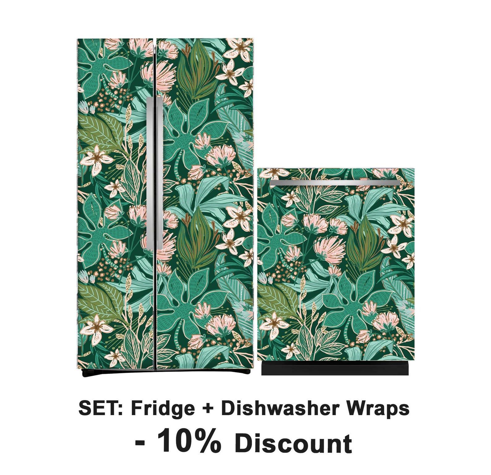 Fridge Wrap Tropical Refrigerator Wrap Vinyl Side by Side Fridge Decal ...