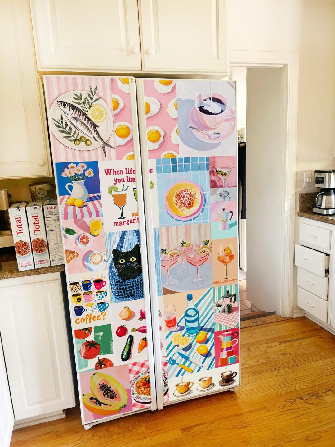 Fridge Wrap Food Pop Art, Refrigerator Wrap Vinyl Side by Side, Top ...