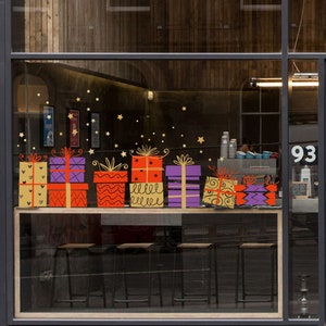 Christmas Gifts Window Decals, Winter Decals Commerce Windows Christmas ...