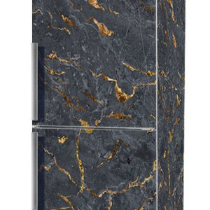 Fridge Wrap Black Marble, Side by Side Fridge Decal Vinyl Self Adhesive ...