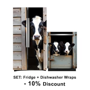 Cow Barn Fridge Wrap, Farmhouse Refrigerator Wrap Vinyl Side by Side ...