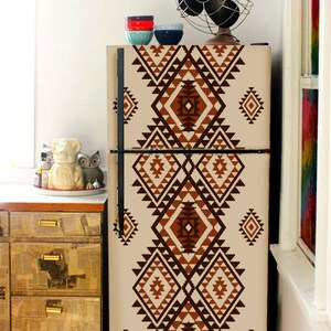 Boho Fridge Wrap Vintage Beige, Refrigerator Wrap Side by Side Vinyl ...