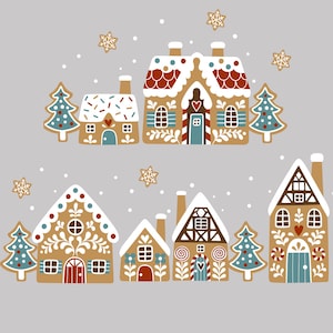 Christmas Window Decals, Shop Retail Window Display Gingerbread Village ...