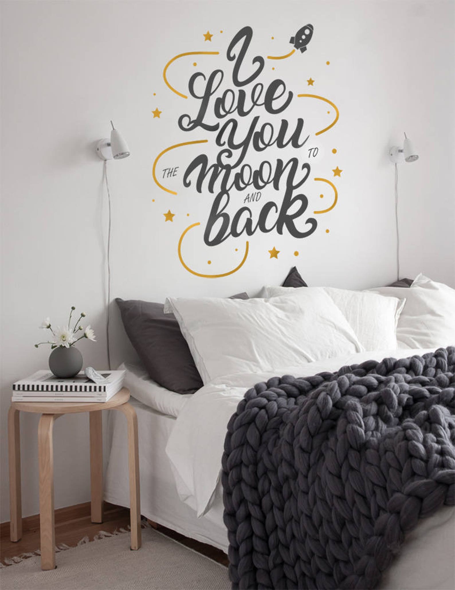To the Moon and Back Wall Decal Love You to the Moon Wall | Etsy