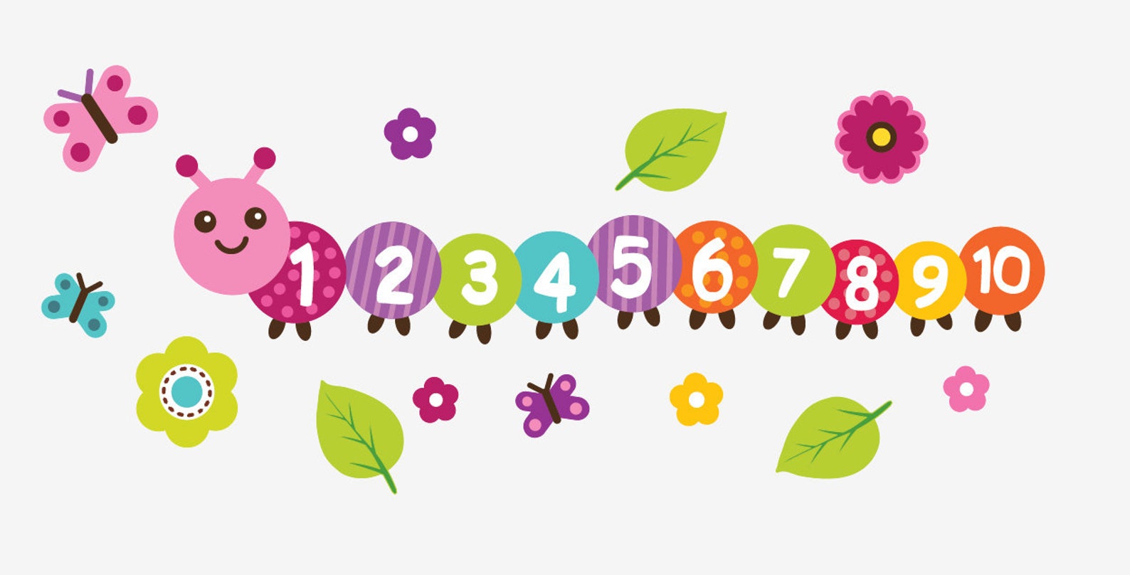 Counting Сaterpillar Wall Decal, Preschool Classroom Vinyl Decor, Kids ...