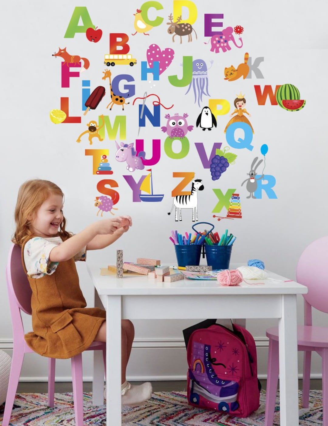 Nursery Alphabet, Alphabet Wall Decal, Colorful Alphabet Letter Decals ...