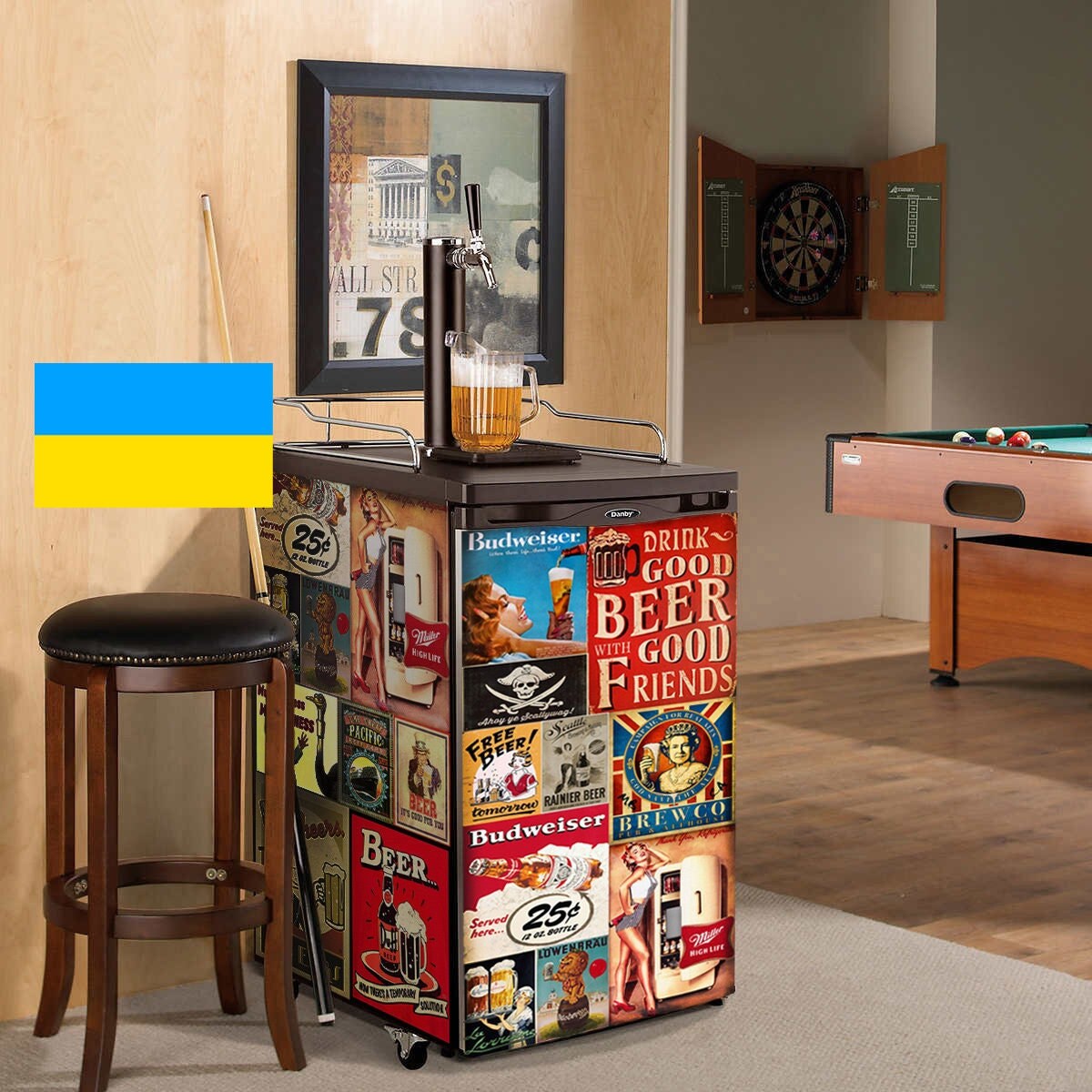 Mini Beer Fridge Retro Labels Wrap Man Cave Mini Fridge Decal - Etsy