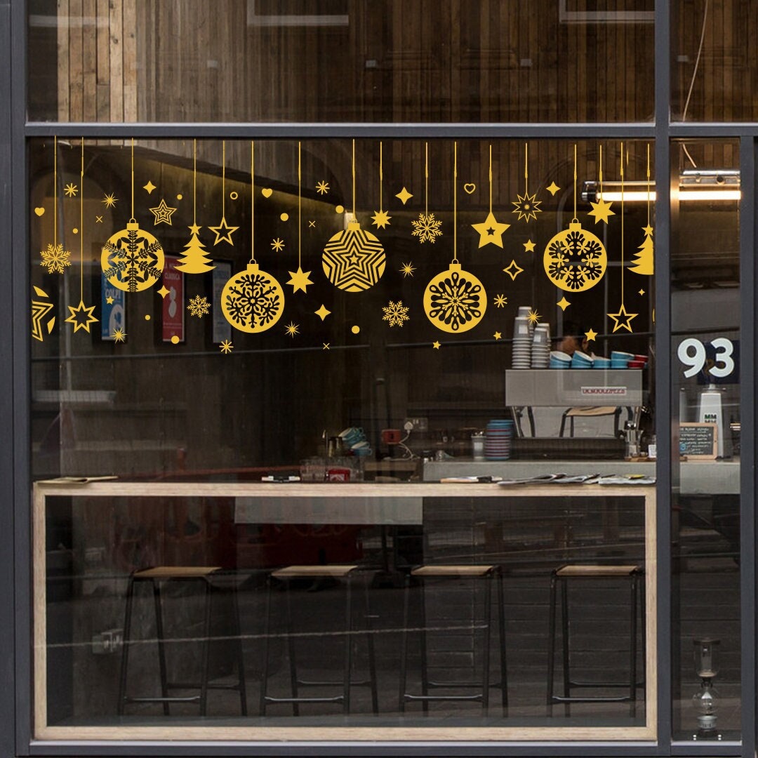 Christmas Window Decals for Retail Store, Winter Decals Commerce Window ...
