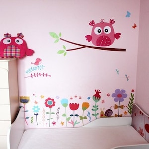 Cartoon Flower Wall Decals for Kids, Floral Wall Decals Girls, Girl's ...