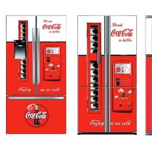 Vintage Fridge Decal Peel Stick, Fridge Wrap Vinyl, Coca Cola Fridge ...