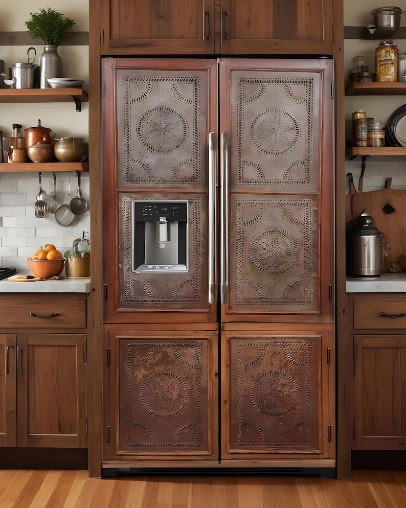 Farmhouse Fridge Wrap Pie Safe, Refrigerator Wrap Vinyl Side by Side ...