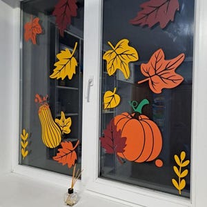 Fall Window Decals Trees, Autumn Decals for Shop, Fall Leaves Vinyl ...