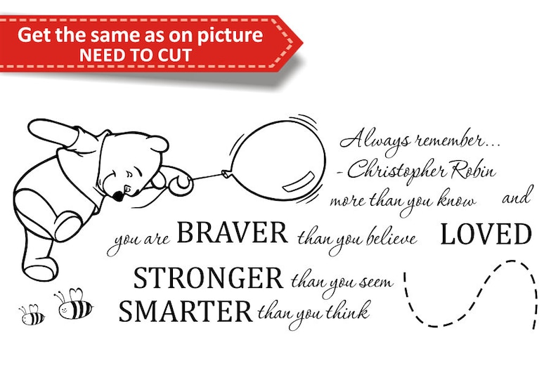 You Are Braver Than You Believe Pooh Quote Decal Wall Decal - Etsy