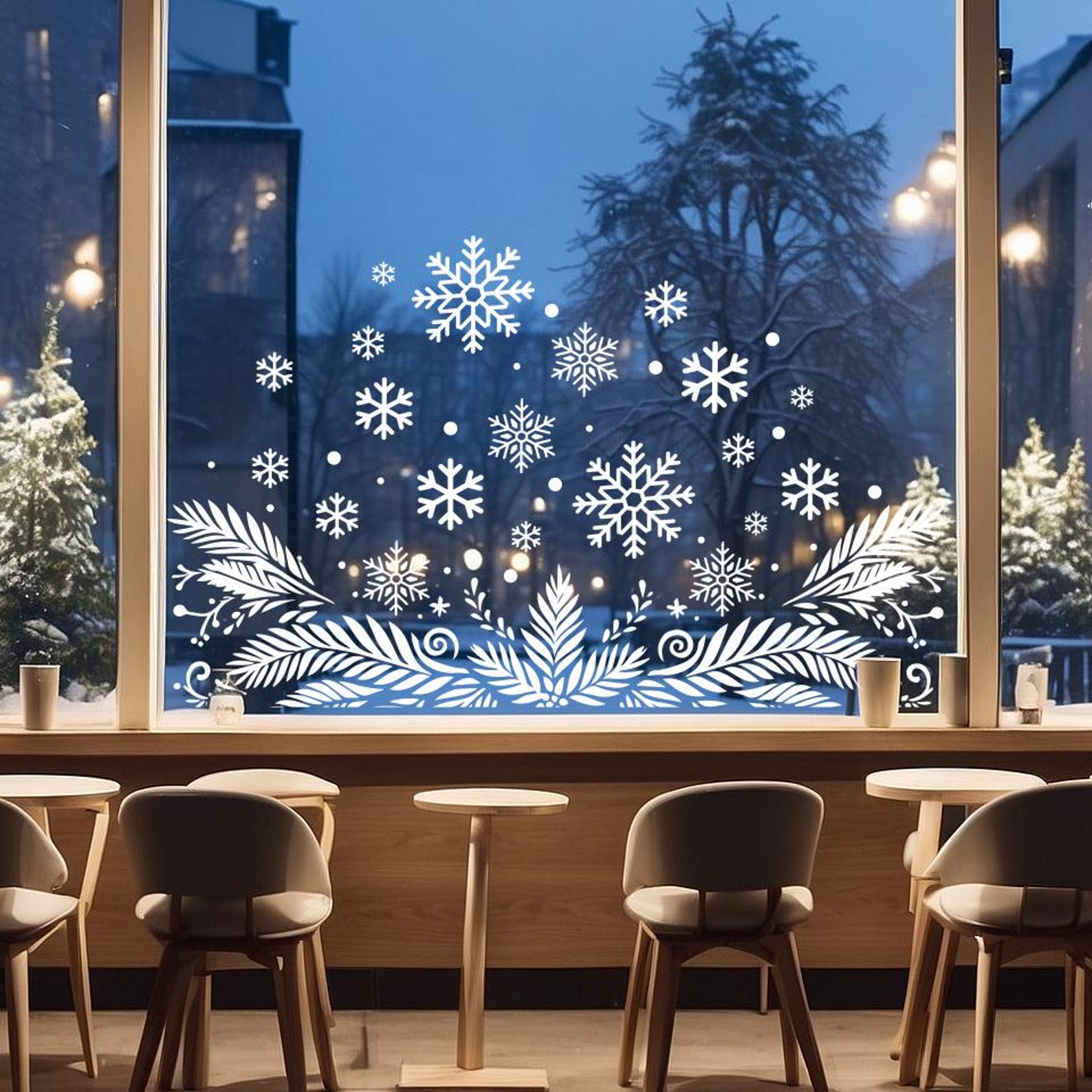Christmas Window Decals, Winter Decals Commerce Shop Windows Decoration ...