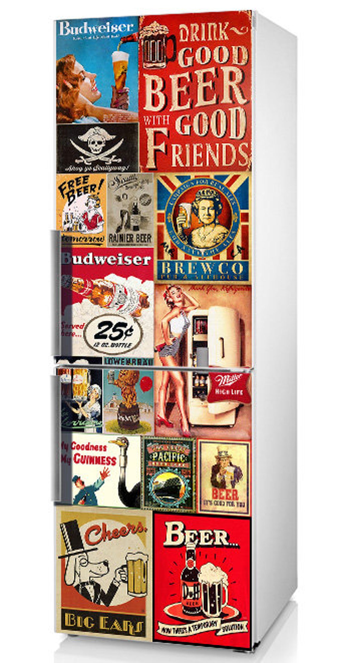 Mini Beer Fridge Retro Labels Wrap Man Cave Mini Fridge Decal - Etsy